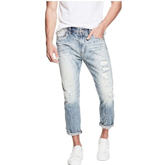 Guess | Jeans | Guess Mens Slim Tapered Crop Carpenter Jeans Destroy ...